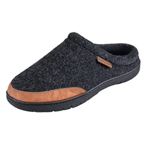 haggar men's clog slipper house shoe indoor/outdoor with memory foam comfort, charcoal felt, large