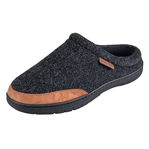 Haggar Men's Clog Slipper House Shoe Indoor/Outdoor with Memory Foam Comfort, Charcoal Felt, Large