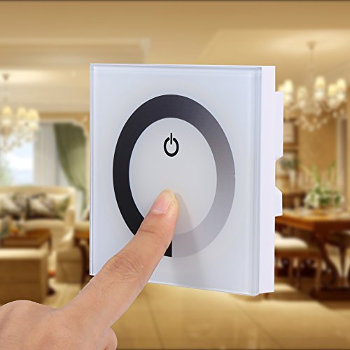 Single Color Touch Panel Dimmer Wall Switch Controller LED Light Strip, Input-DC 12V-24V, Output-DC 12V-24V(White)