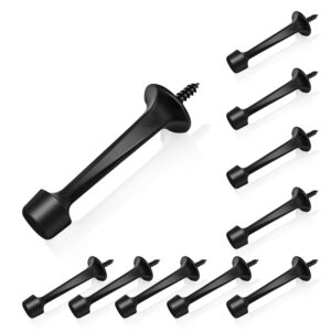 zhouzhou 10 pack heavy duty door stops for protect wall,3 inch black door stoppers for bottom of door, baseboard door stopps for bottom of door