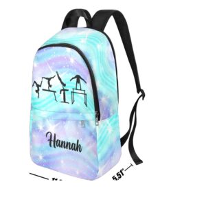 Grandkli Purple Blue Glitter Gymnastic Personalized Backpack for Teen Boys Girls ,Custom Travel Backpack Bookbag Casual Bag with Name Gift, 11.8 inches (L) x 5.51 inch (W) x 17.72 inches (H)