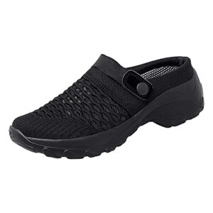 womens slip-on walking shoes,orthopedic diabetic knit mesh breathable casual shoes with arch support summer outdoor non-slip platform sneakers sandals black