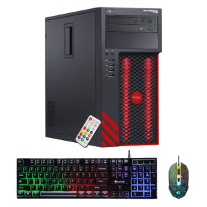 dell rgb lights pc precision tower computer | intel i7 quad-core processor | 16gb ddr3 ram 512 gb solid state storage (ssd) | windows 10 pro wi-fi | keyboard mouse (renewed)