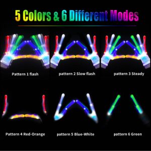 DALEDWN Led Gloves 5 Colors 6 Modes Light up Gloves Rave Gloves Finger Light Flashing Gloves Cool Fun Toys (S) White