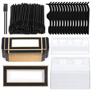 175 pieces lash packaging wholesale, include 30 empty eyelashes packaging box, 30 false lash trays, 15 eyelash tweezers and 100 eyelash brush mascara wands disposable (black)