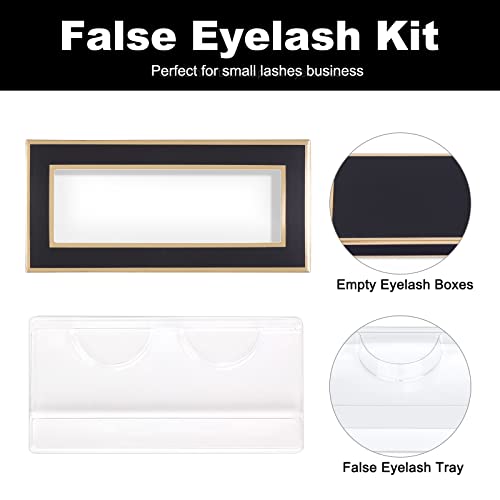 175 Pieces Lash Packaging Wholesale, Include 30 Empty Eyelashes Packaging Box, 30 False Lash Trays, 15 Eyelash Tweezers and 100 Eyelash Brush Mascara Wands Disposable (Black)