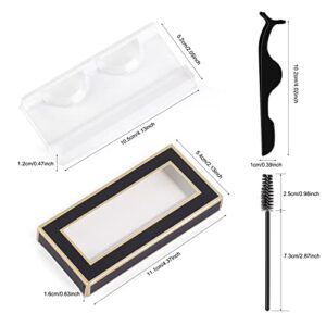 175 Pieces Lash Packaging Wholesale, Include 30 Empty Eyelashes Packaging Box, 30 False Lash Trays, 15 Eyelash Tweezers and 100 Eyelash Brush Mascara Wands Disposable (Black)