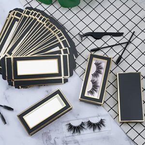 175 Pieces Lash Packaging Wholesale, Include 30 Empty Eyelashes Packaging Box, 30 False Lash Trays, 15 Eyelash Tweezers and 100 Eyelash Brush Mascara Wands Disposable (Black)