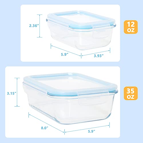 Yenwily Glass Food Storage Container with Lids, 10 sets Container big+small size, Microwave Dishwasher Refrigeration safety,Airtight, BPA Free, Meal Prep Containers for Kitchen, Home Use