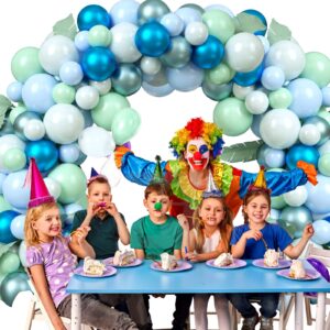 Balloon Garland Kit Green Blue White Balloons Ocean Balloon Arch Kit Under the Sea Party Decorations for Kids Baby Shower Birthday Shark Whale Theme Party