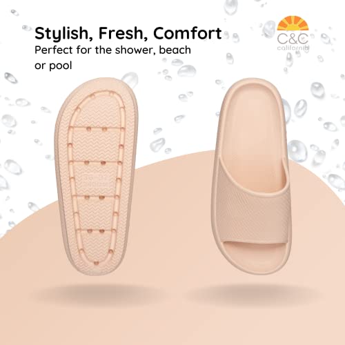 C&C California Women's Comfy Foam Pillow Cloud Slides Non-Slip Quick Drying Indoor Outdoor Sandals In Nude Size: 11