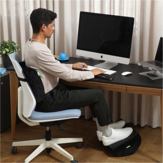 Upright Ergonomic Foot Rest | Gel Ventilated Memory Foam Stool for Under Desk