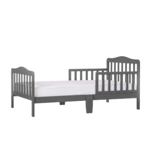 Dream On Me Classic Design Steel Grey Toddler Bed with Twilight Greenguard Gold Certified Spring Mattress