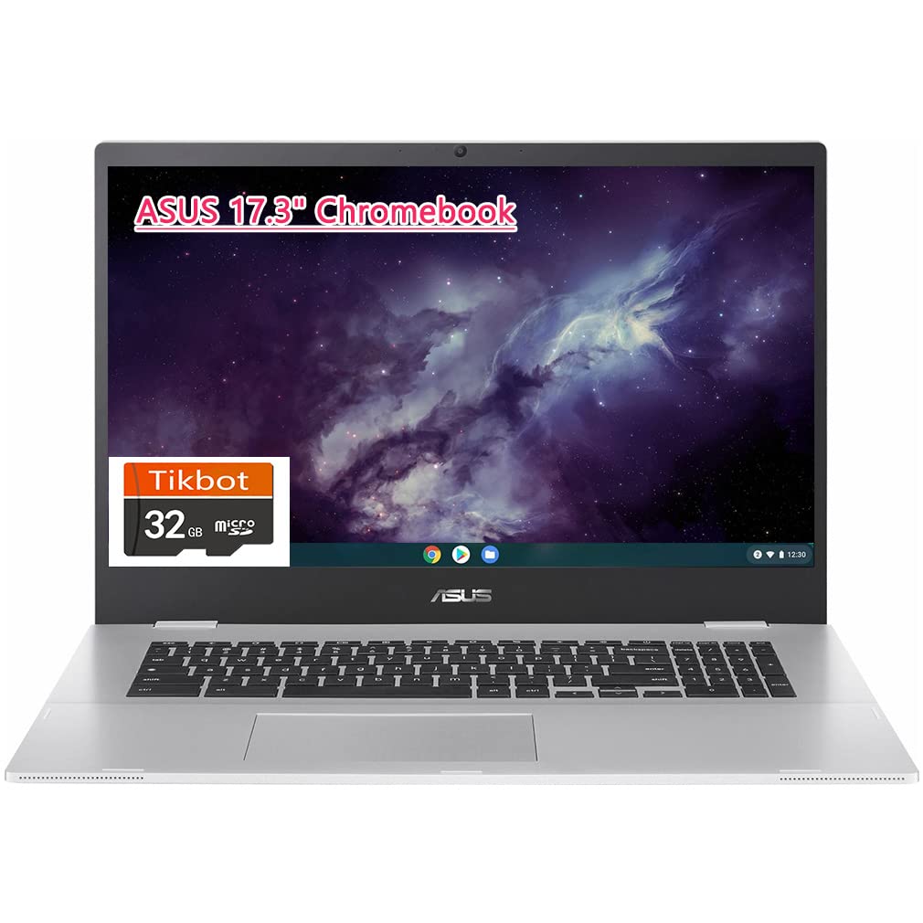 ASUS Chromebook Laptop 17inch FHD Display Narrow Bezel, Intel Celeron N4500, USB C, Wi-Fi 6, 17h Battery Life, Webcam, 4GB DDR4 RAM | 64GB eMMC+32G SD Card