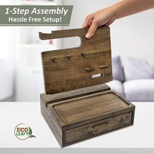 EcoLeafy Dot Nightstand Organizer- Rustic Valet Tray for Men Makes Perfect Gifts for Fathers Day- Unique Birthday Gifts for Men To Organize His Bedside Table for Cellphone, Watch & Accessories