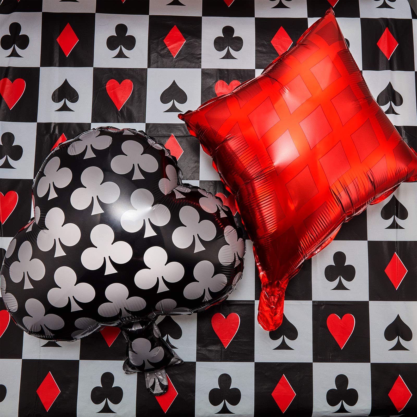 Lewtemi 16 Pcs Casino Balloon Party Decoration Casino Theme Party Playing Cards Balloons Spades Heart Shaped Casino Foil Balloons for Las Vegas Party, Poker Events, Casino Night Birthday