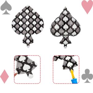 Lewtemi 16 Pcs Casino Balloon Party Decoration Casino Theme Party Playing Cards Balloons Spades Heart Shaped Casino Foil Balloons for Las Vegas Party, Poker Events, Casino Night Birthday