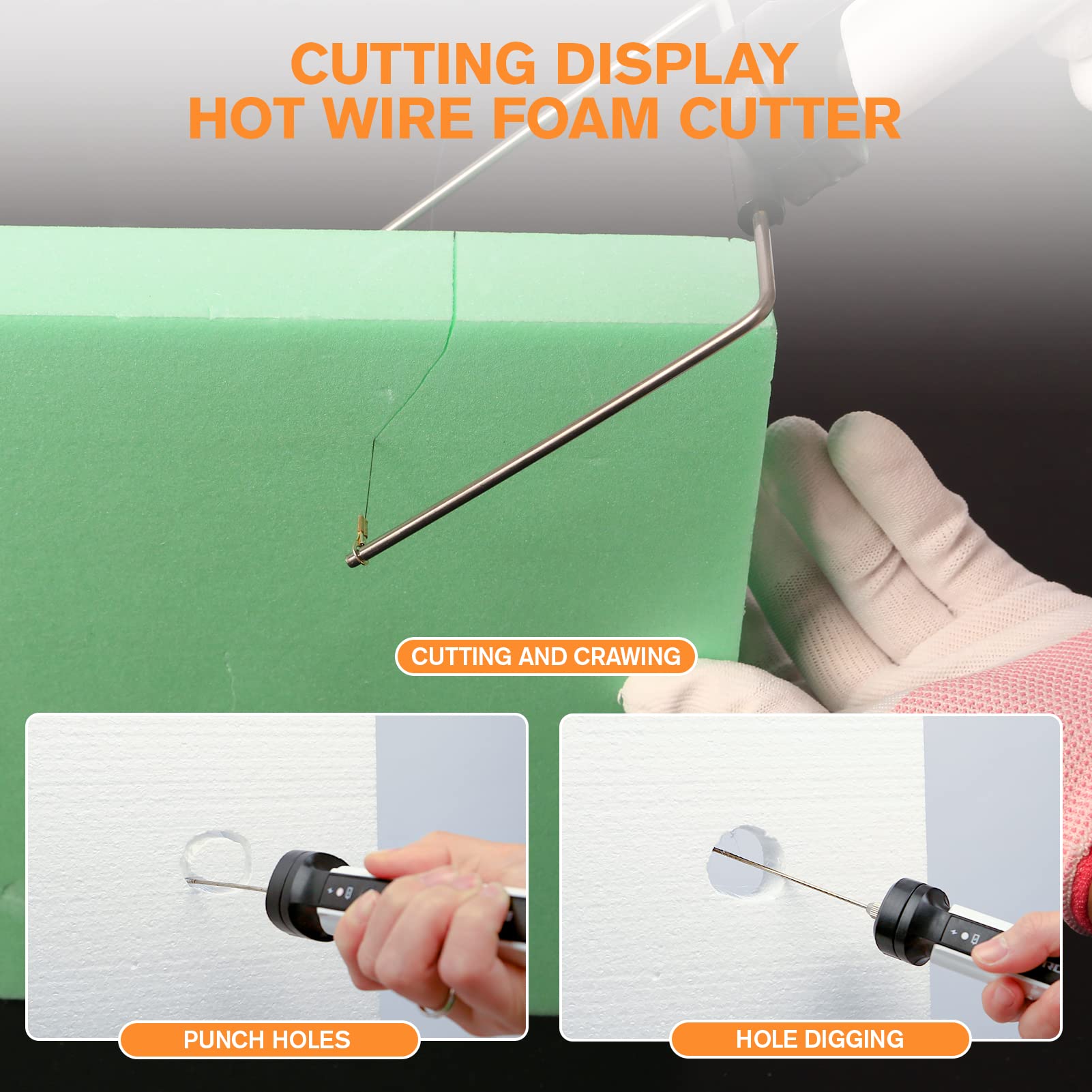 RONGTER 3 in 1 Hot Wire Foam Cutter kit, Foam Cutter Electric Styrofoam Cutting Tool 15W/ 6V, Heated Foam Carving Knife Kit with Cleaning Brush