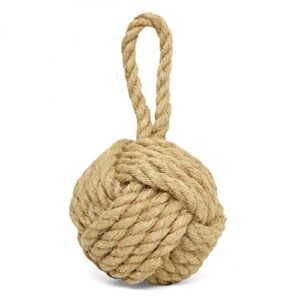 pomeat decorative door stop rope knot nautical door stop doorstop outdoor weighted door stopper for door, window wedge, bookend 6.25 inch (natural)