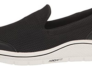 Skechers Women's Arch Walk Relaxed Fit Slip On Golf Shoe Sneaker, Black/White, 8.5