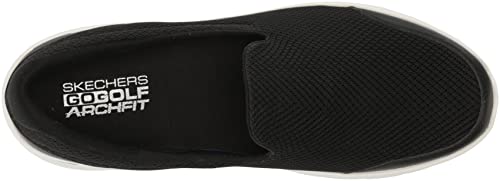 Skechers Women's Arch Walk Relaxed Fit Slip On Golf Shoe Sneaker, Black/White, 8.5