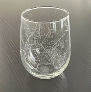 stemless 17oz wine glass urban city map blacksburg virginia