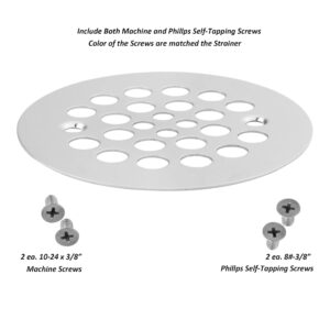 Artiwell 4-1/4“ Shower Strainer Drain Trim Set, Screw-in Shower Strainer Drain Cover, Plastic-Oddities Style Replacement Strainer Grid,Machine & Self-Tapping Screws Included (Chrome Plated)