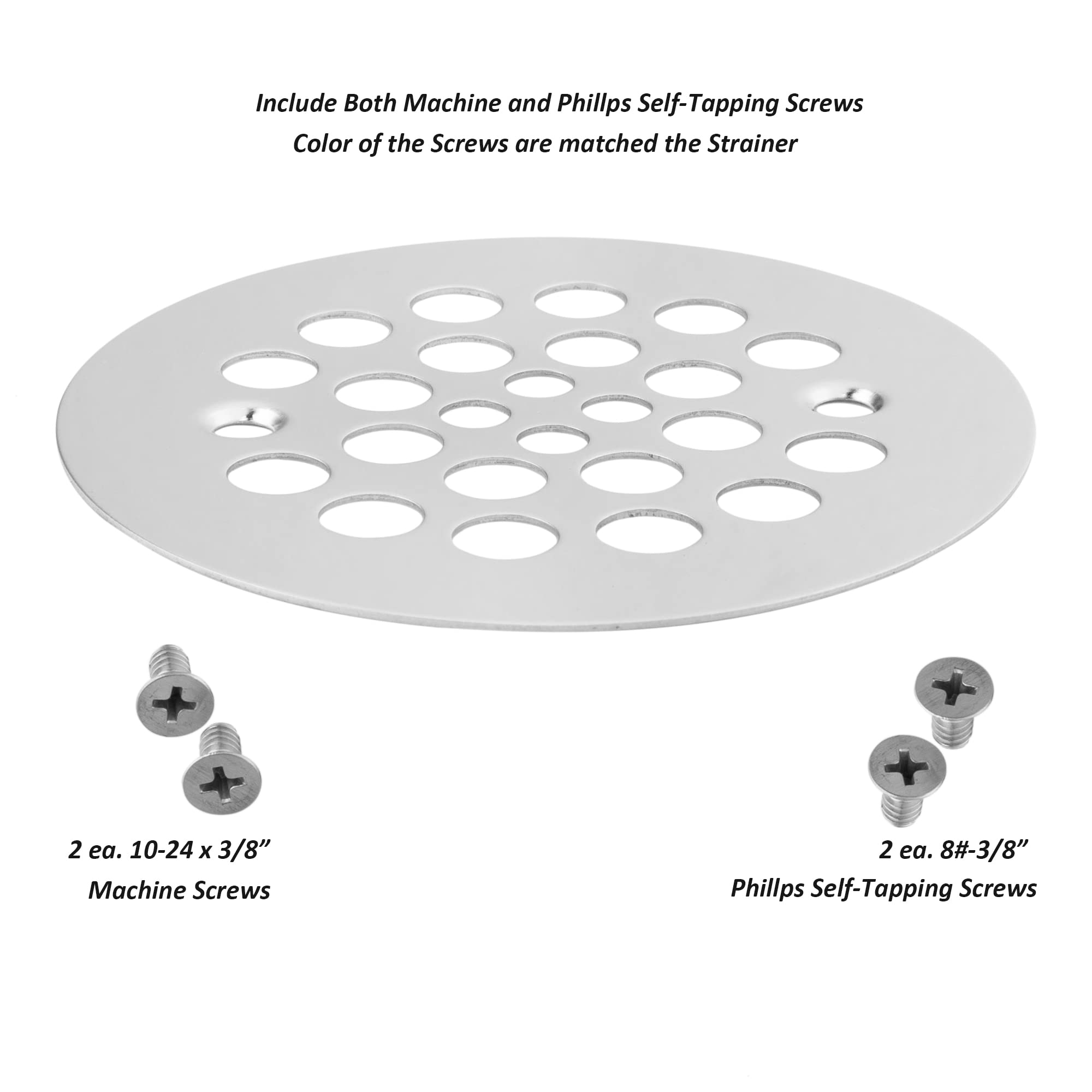 Artiwell 4-1/4“ Shower Strainer Drain Trim Set, Screw-in Shower Strainer Drain Cover, Plastic-Oddities Style Replacement Strainer Grid,Machine & Self-Tapping Screws Included (Chrome Plated)