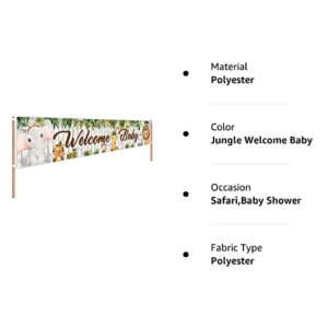 CHXSM 9.8 x 1.6 ft Welcome Baby Jungle Safari Yard Banner Shower Party Decoration Wild Animal Sign Backdrop Supplies