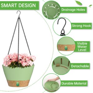 ZMTECH Hanging Planters for Indoor Plants Set of 2 Self Watering Hanging Pots Hanging Baskets Hanging Flower Pots for Outdoor Hanging Plants(10 Inch, Gray)