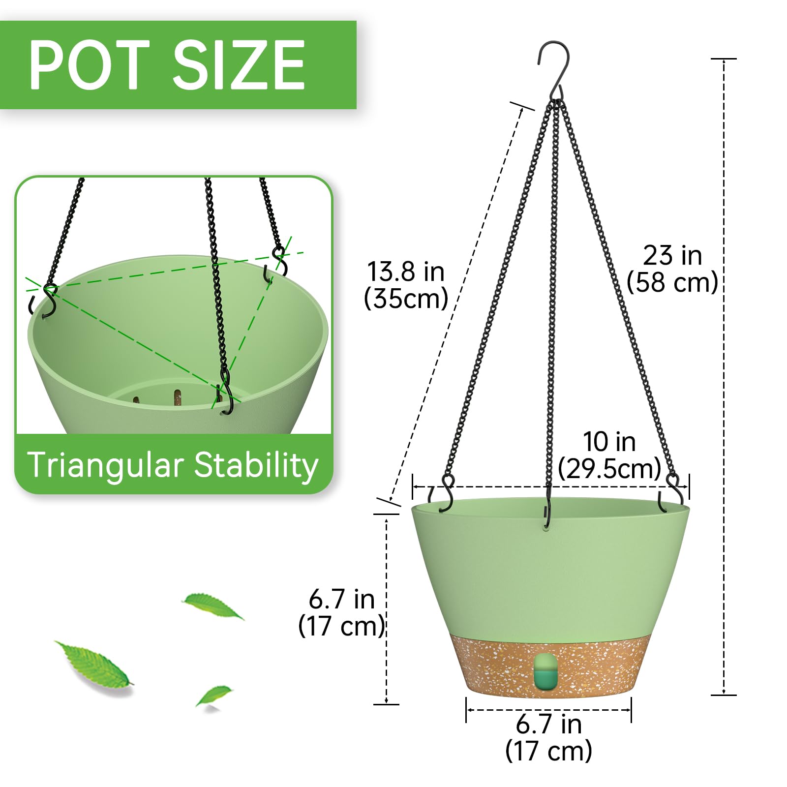 ZMTECH Hanging Planters for Indoor Plants Set of 2 Self Watering Hanging Pots Hanging Baskets Hanging Flower Pots for Outdoor Hanging Plants(10 Inch, Gray)