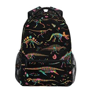 qugrl skeletons dinosaurs fossils school backpack for girls boys childish cartoon large bookbag laptop computer bag casual hiking travel daypack backpack schoolbag for teens college 16 inch