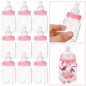 FOMIYES 12pcs Baby Bottles Mini Plastic Milk Bottle Adorable Baby Party Favors for Baby Shower Parties Games Decoration Pink