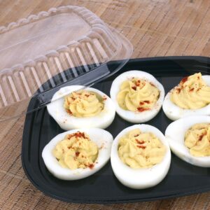 MT Products Blank Natural Pulp Egg Cartons Holds Up Twelve Eggs - 1 Dozen (25 Pieces) and Plastic Deviled Egg Trays With Clear Lid For Six Egg Halves (Set of 12)