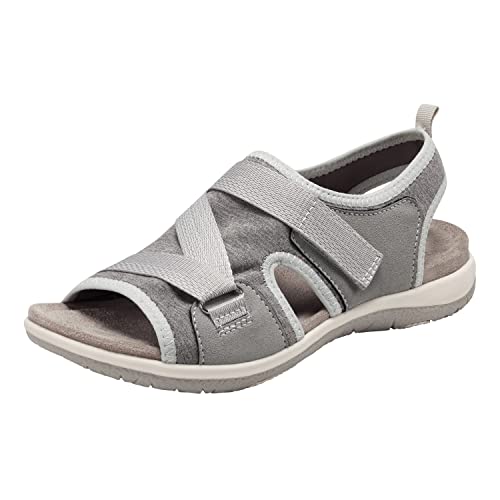 Earth Origins Women’s Saco Sandals for Casual, Walking and Everyday - Grey Multi - 9