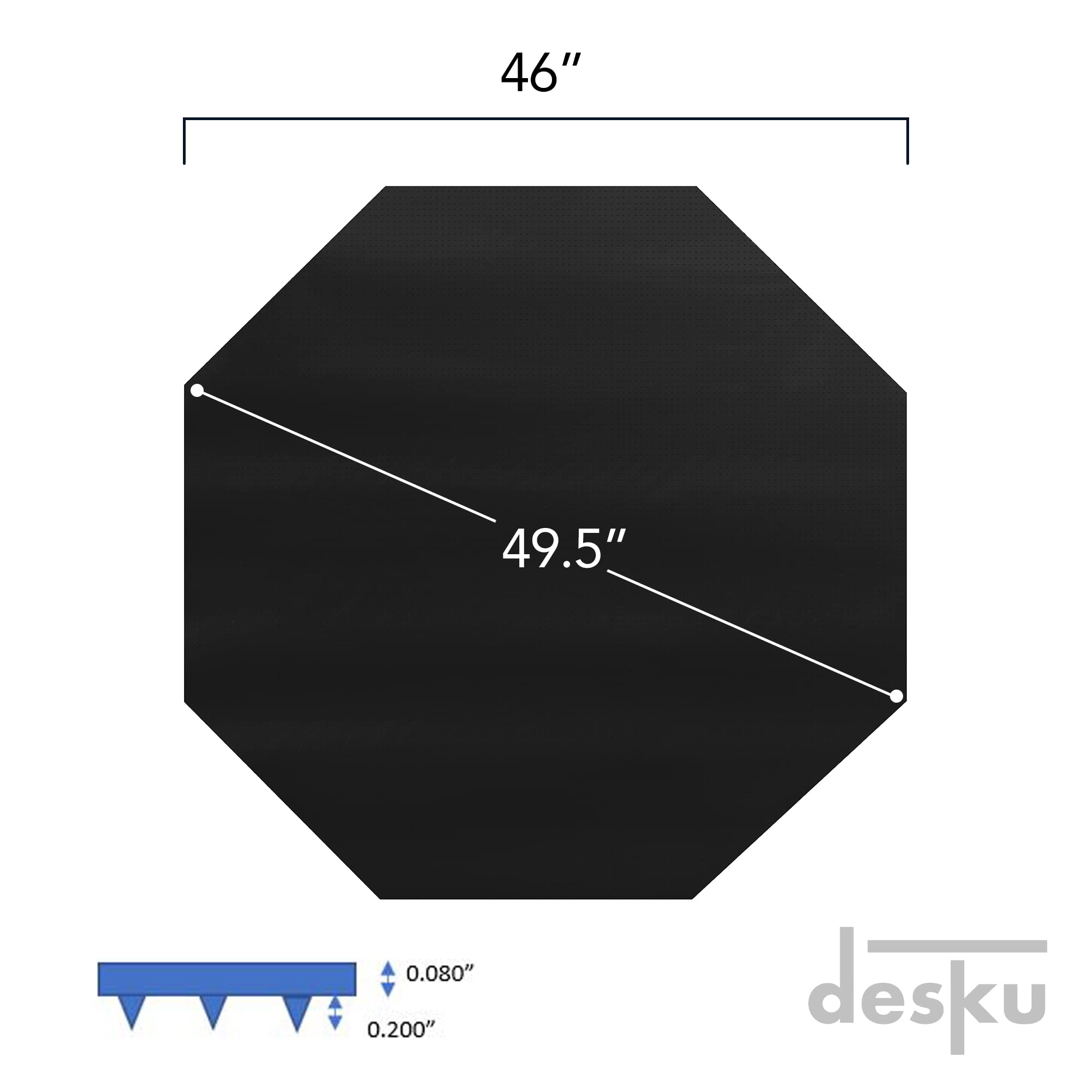 DESKU - Octagon Gaming Chair Mat, Computer and Office Chair Mat for Carpet, Black, 46 Inches x 49.5 Inches