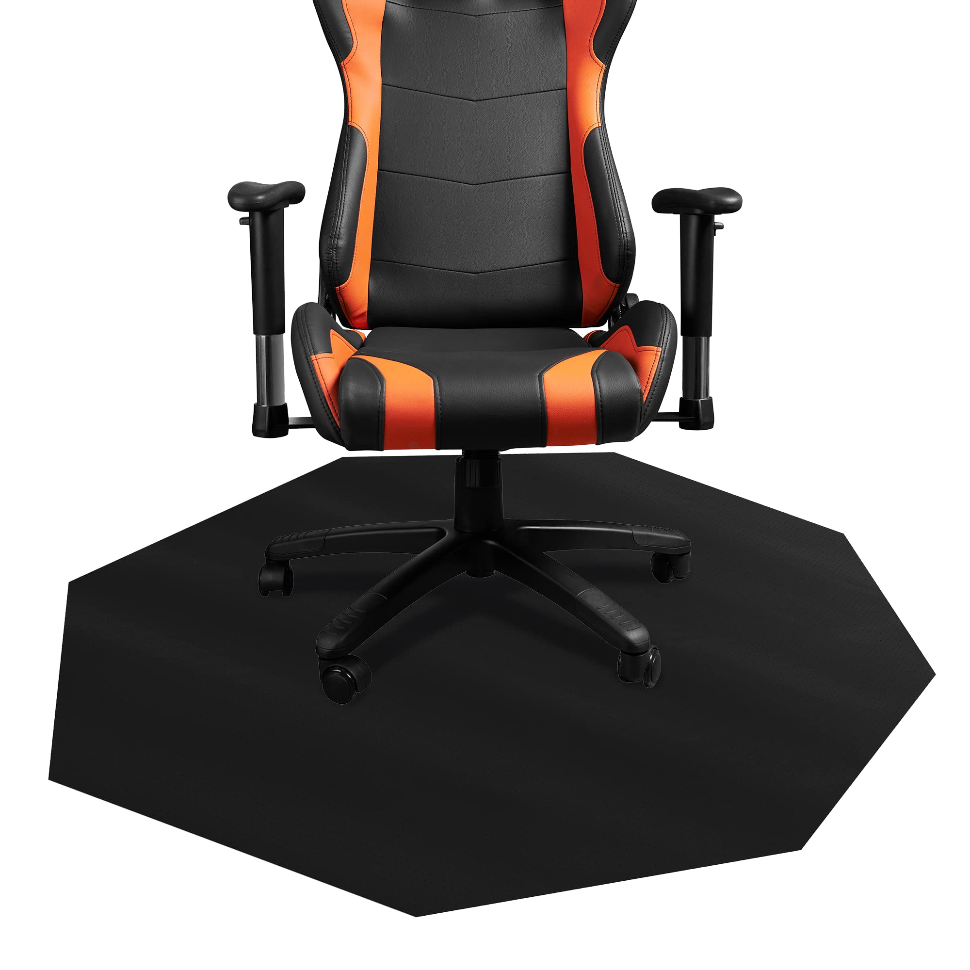 DESKU - Octagon Gaming Chair Mat, Computer and Office Chair Mat for Hard Floors, Black, 46 Inches x 49.5 Inches