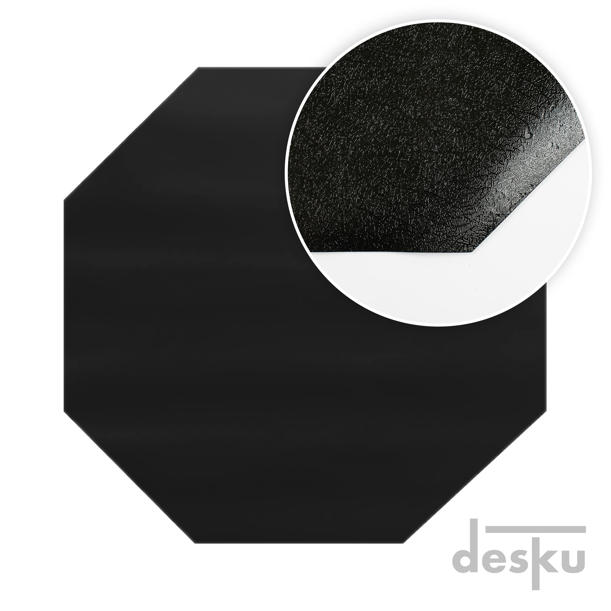 DESKU - Octagon Gaming Chair Mat, Computer and Office Chair Mat for Hard Floors, Black, 46 Inches x 49.5 Inches