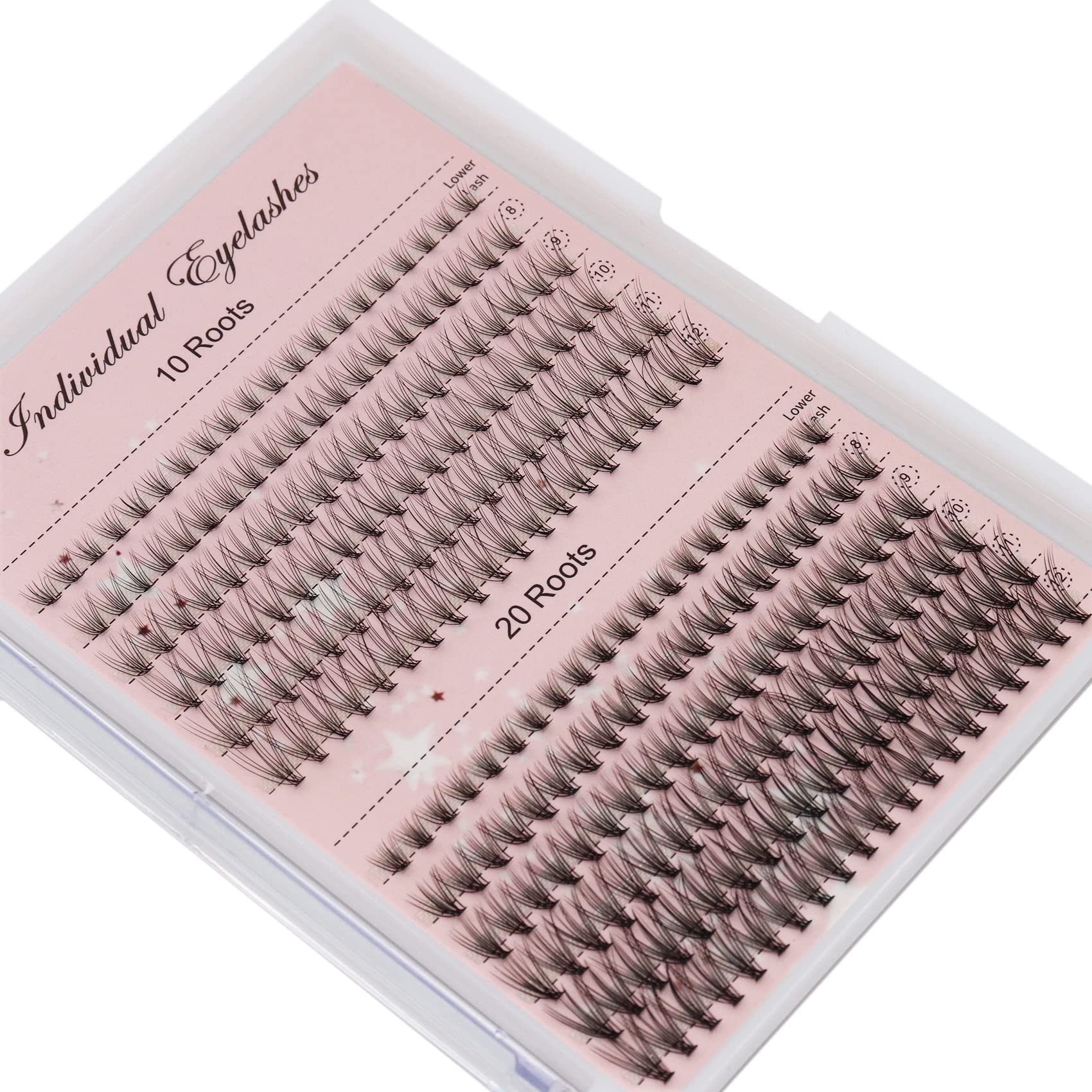 Losha Individual Lashes 10D/20D Lash Clusters 0.1/0.07mm Extensions 8/9/10/11/12mm Mixed Wispy Cluster Eye C Curl Eyelashes Extension (10D/20D,8-12mm)