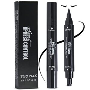 secret xpress control winged eyeliner stamp waterproof long lasting liquid black pen cat eye matte eye makeup (black - 2 pack)