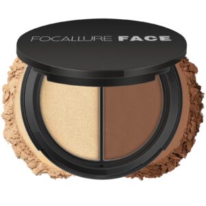 focallure bronzer and highlighter palette,face illuminator contour palette,long lasting shimmer makeup palette,cruelty free waterproof matte bronzer powder glow makeup kit,light gold&warm brown