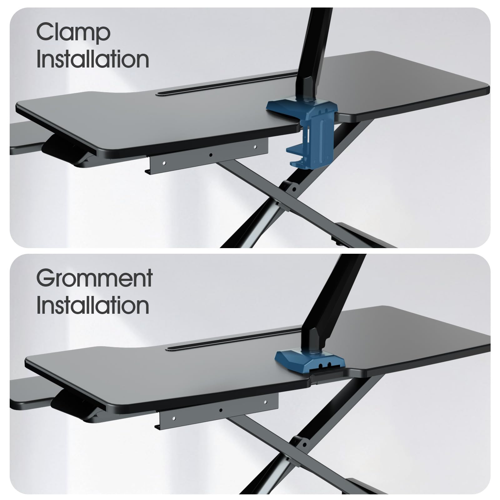 JYLH JOYSEEKER Standing Desk Converter 32 inch, Height Adjustable Sit Stand Desk Riser, Quick Sit to Stand Tabletop Dual Monitor Riser Workstation for Home Office with Keyboard Tray, Black