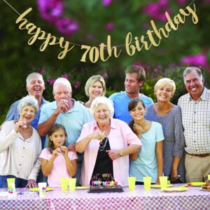 Happy 70th Birthday Banner - 70th Birthday Banner,70 Banner Gold,70th Anniversary Banner Gold,70th Birthday Banner for Women/men,happy 70th Birthday Banner Party Decorations