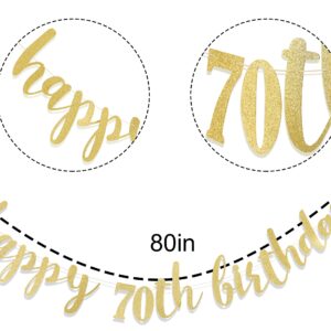 Happy 70th Birthday Banner - 70th Birthday Banner,70 Banner Gold,70th Anniversary Banner Gold,70th Birthday Banner for Women/men,happy 70th Birthday Banner Party Decorations