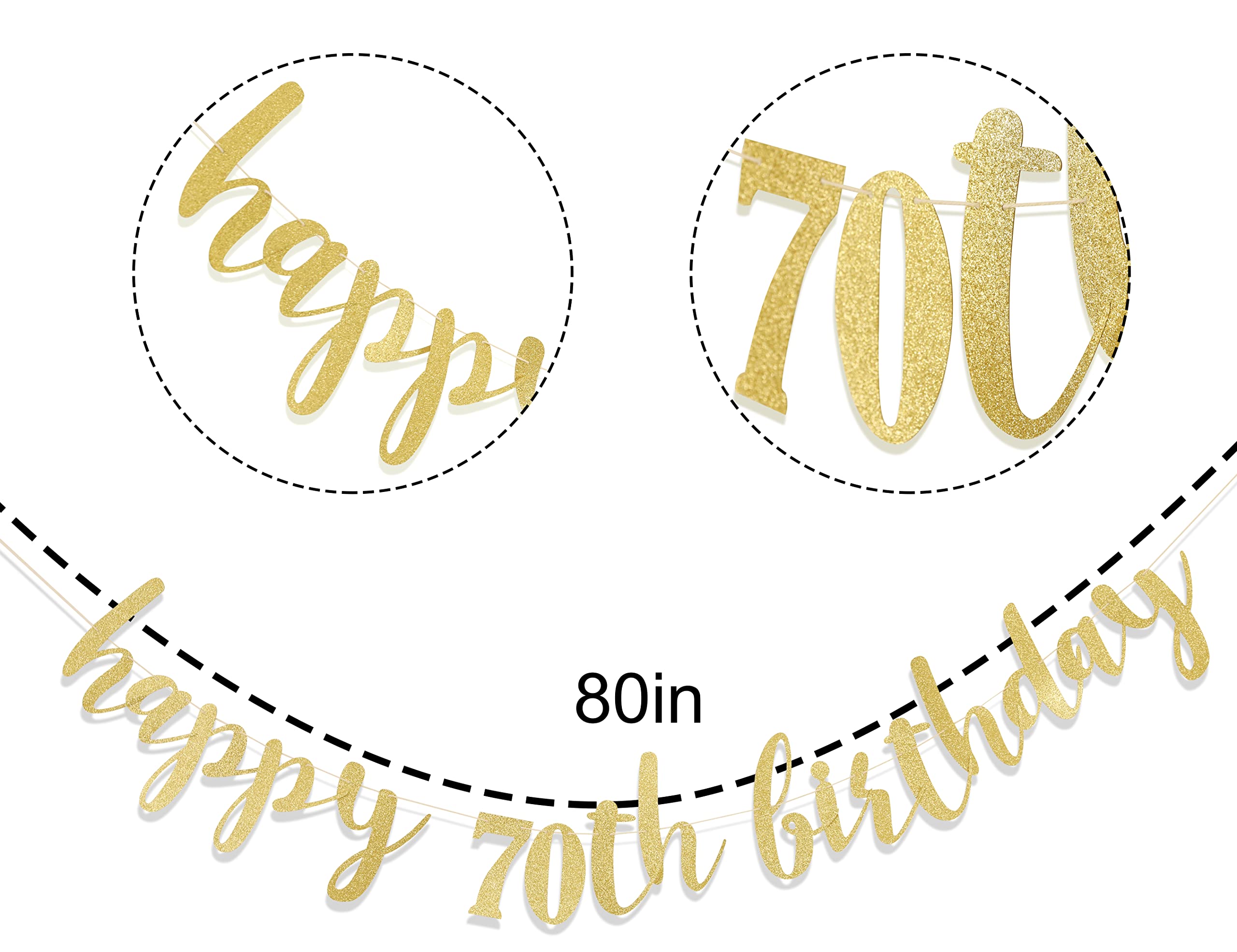 Happy 70th Birthday Banner - 70th Birthday Banner,70 Banner Gold,70th Anniversary Banner Gold,70th Birthday Banner for Women/men,happy 70th Birthday Banner Party Decorations