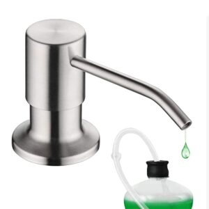 soap dispenser for kitchen sink,kitchen soap dispenser,47" tube connects directly to soap bottle,no more refills(brushed nickel).