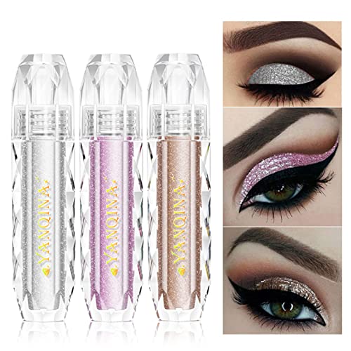 JUNRUO Liquid Glitter Eyeshadow, Metallic Shimmer Waterproof Long Lasting Quick-Drying Sparkling Cosmetic Glitter Liquid Eye Shadow for Women&girls, Makeup Glitter for Eyes (CRYSTAL LAMP)