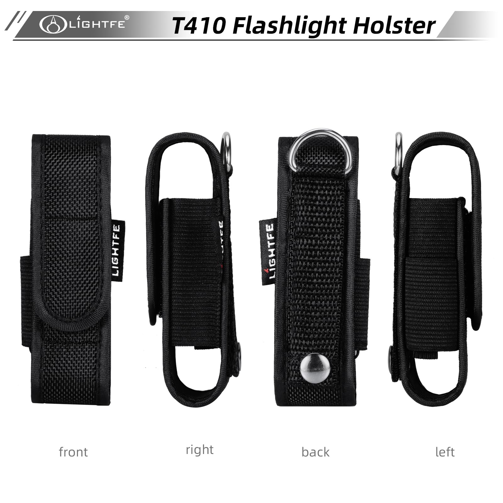 Flashlight Holster T410 Tactical Flashlight Holster Suitable for flashlights with a Length of 3.9 "-4.3" or a Diameter of 25mm, to a Length of 110 mm. Adjustable Thick and Durable Flashlight Pouch…