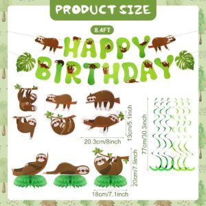 17 Pcs Dog Sloth Party Decorations and Supplies Including 2 Birthday Banner, 3 Honeycomb Centerpieces, 6 Hanging Swirls, 6 Hanging Card, Puppy Sloth Theme Birthday Party Favors (Sloth Style)