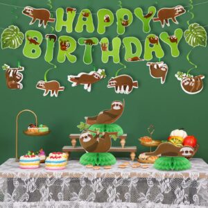 17 Pcs Dog Sloth Party Decorations and Supplies Including 2 Birthday Banner, 3 Honeycomb Centerpieces, 6 Hanging Swirls, 6 Hanging Card, Puppy Sloth Theme Birthday Party Favors (Sloth Style)